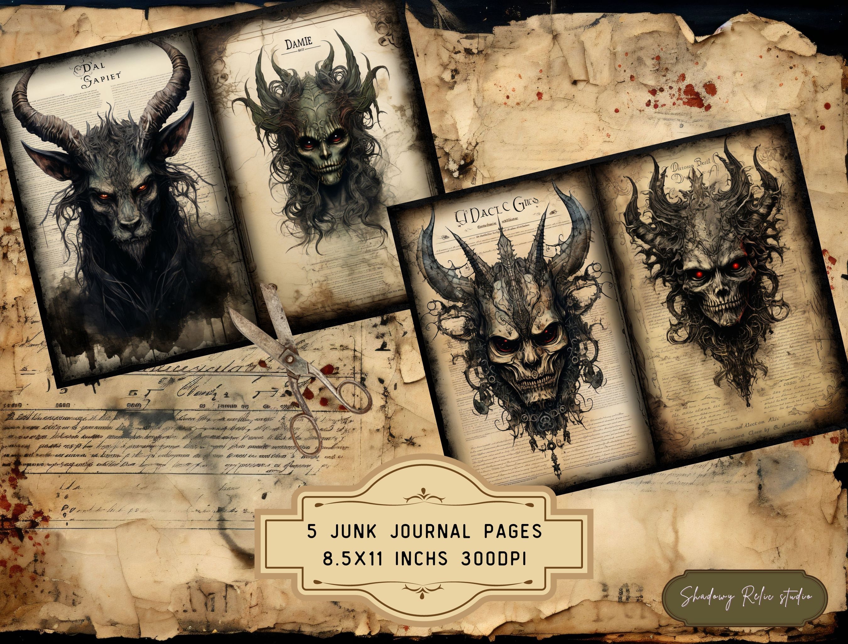 Underworld Devil Junk Journal Pages Gothic Printable Pages Collage ...