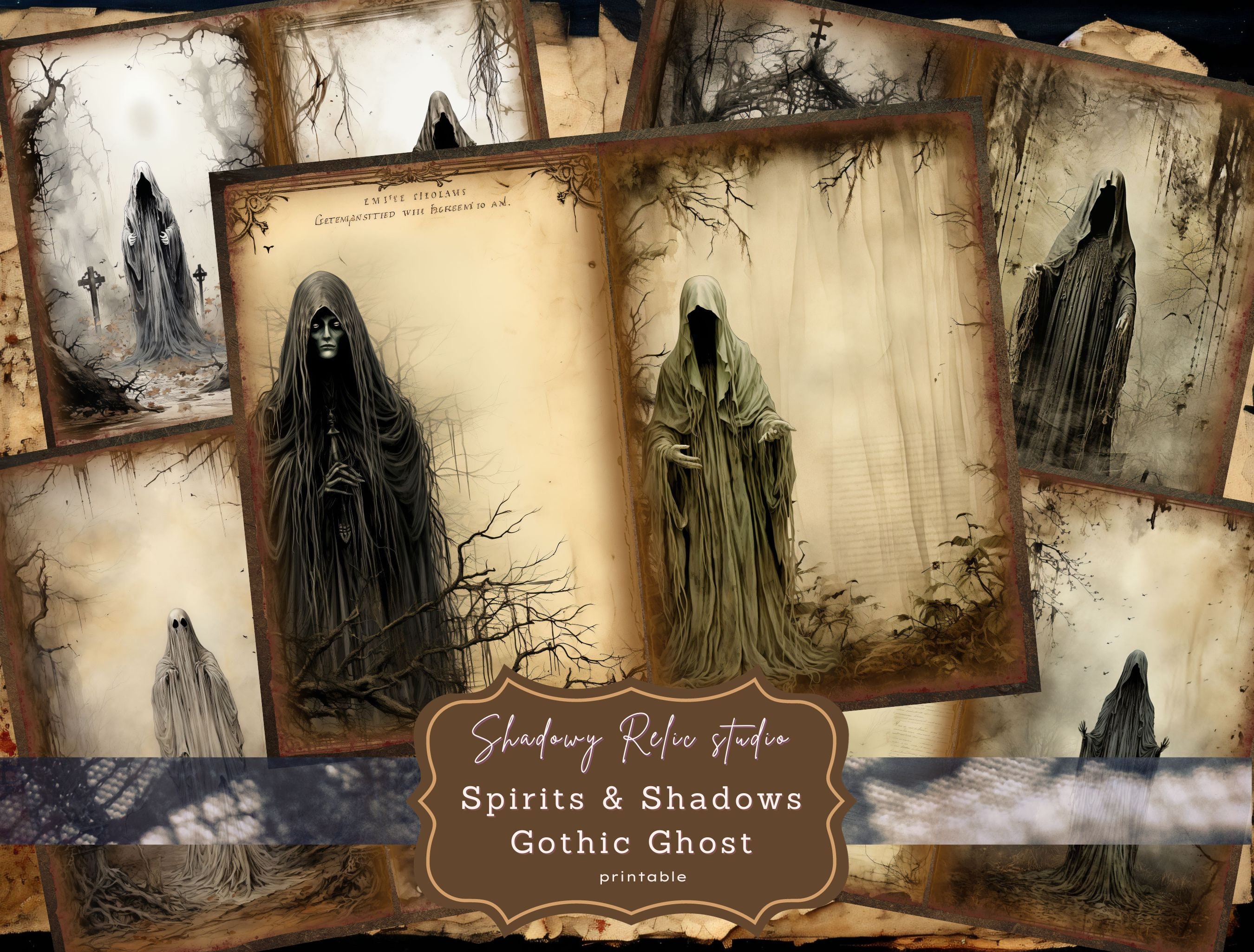 Gothic Ghost Junk Journal Pages Gothic Printable Pages Collage Sheets ...