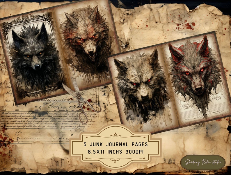Gothic Werewolves Junk Journal Pages Gothic Printable Pages Collage ...