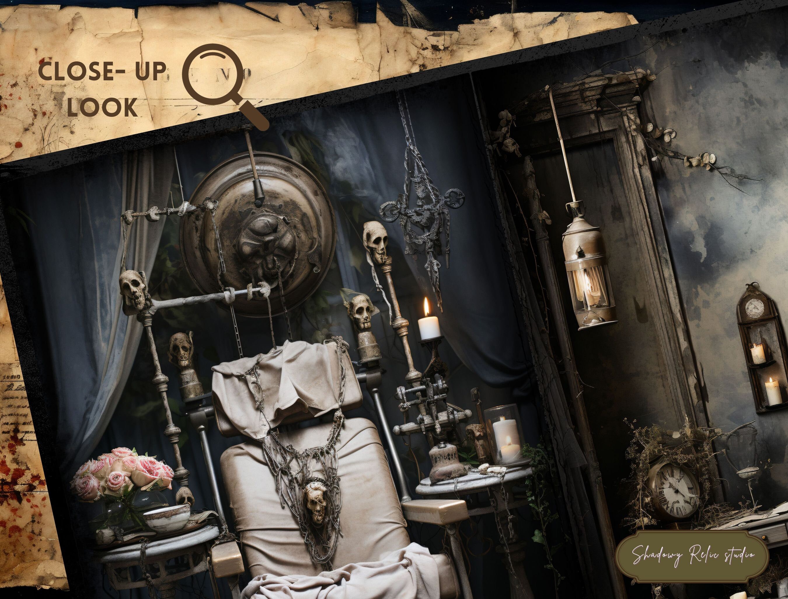 Gothic Hospital Junk Journal Pages Printable Backgrounds Papers Gothic ...