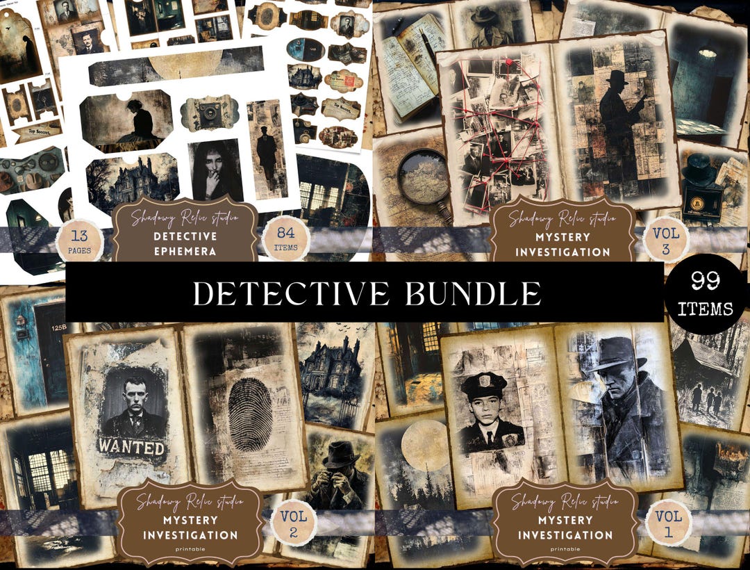 Junk Journal Kit Detective Junk Journal Page Scrapbooking Card Crime ...