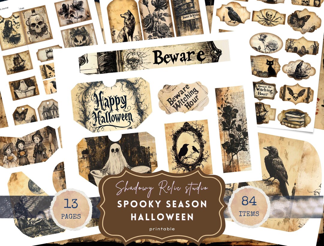 Spooky Halloween Junk Journal Pages Halloween Printable Vintage ...
