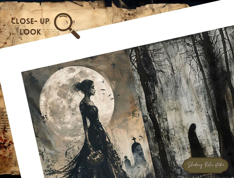 Eerie Shadows Journal BUNDLE Creepy Collage Sheet Scrapbooking Card ...