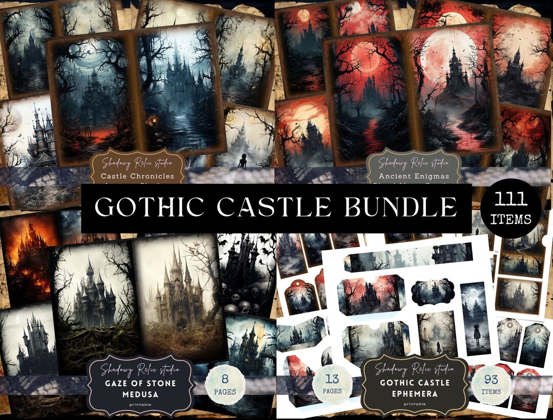 Gothic Castle BUNDLE Gothic Blood Moon Castle Collage Sheet ...