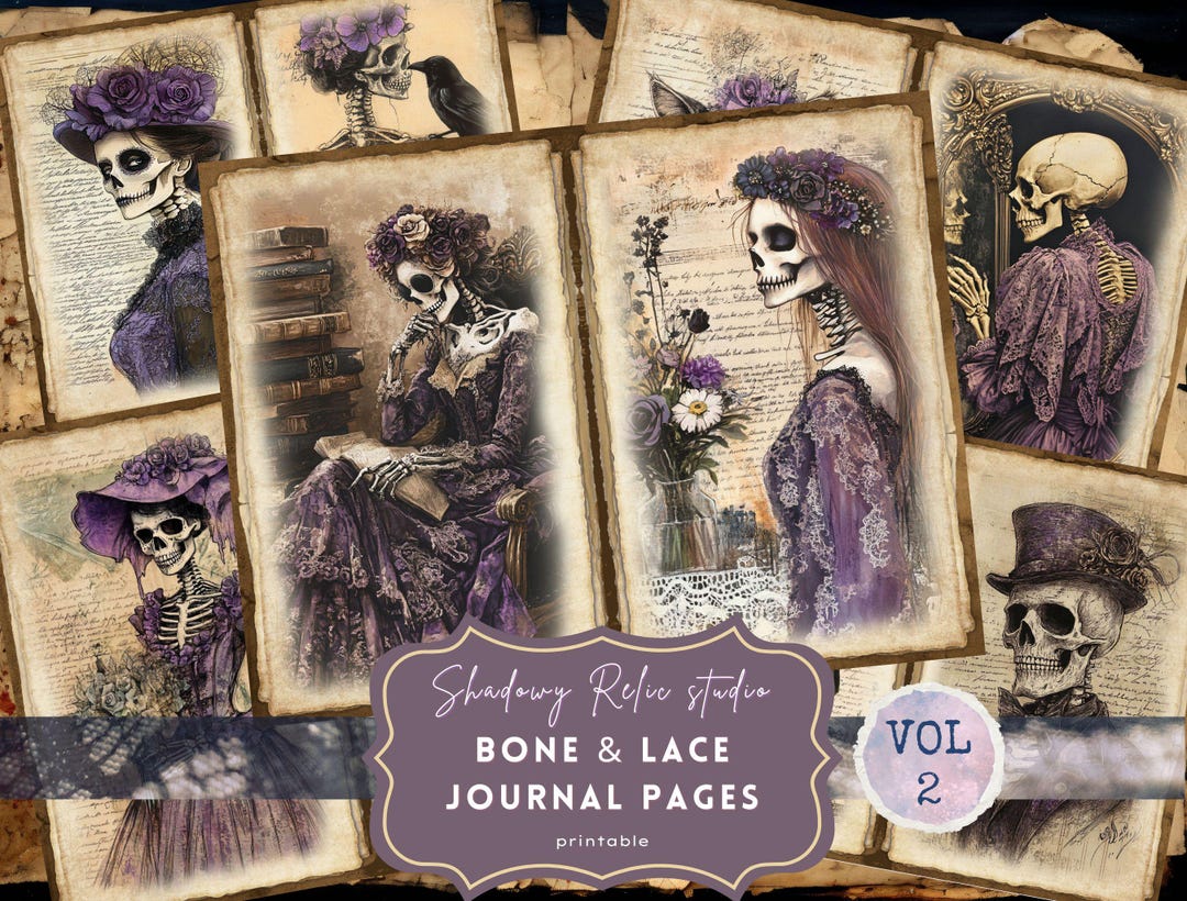 Skeleton Junk Journal Pages Printable Grungy Junk Journal Folio Gothic ...