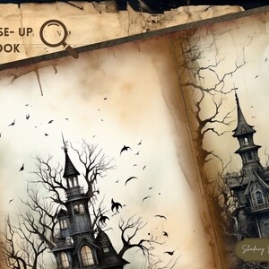 Creepy Haunted House Junk Journal Pages Gothic Printable Pages Collage ...