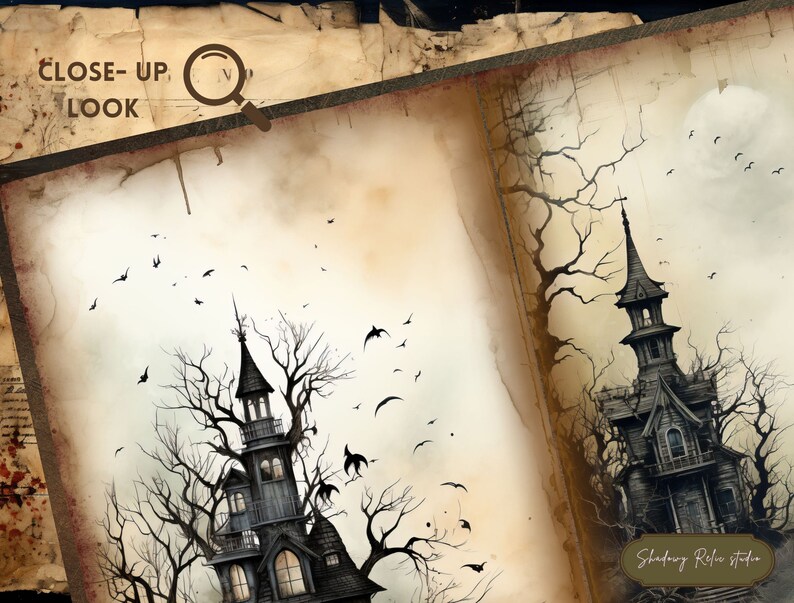 Creepy Haunted House Junk Journal Pages Gothic Printable Pages Collage ...