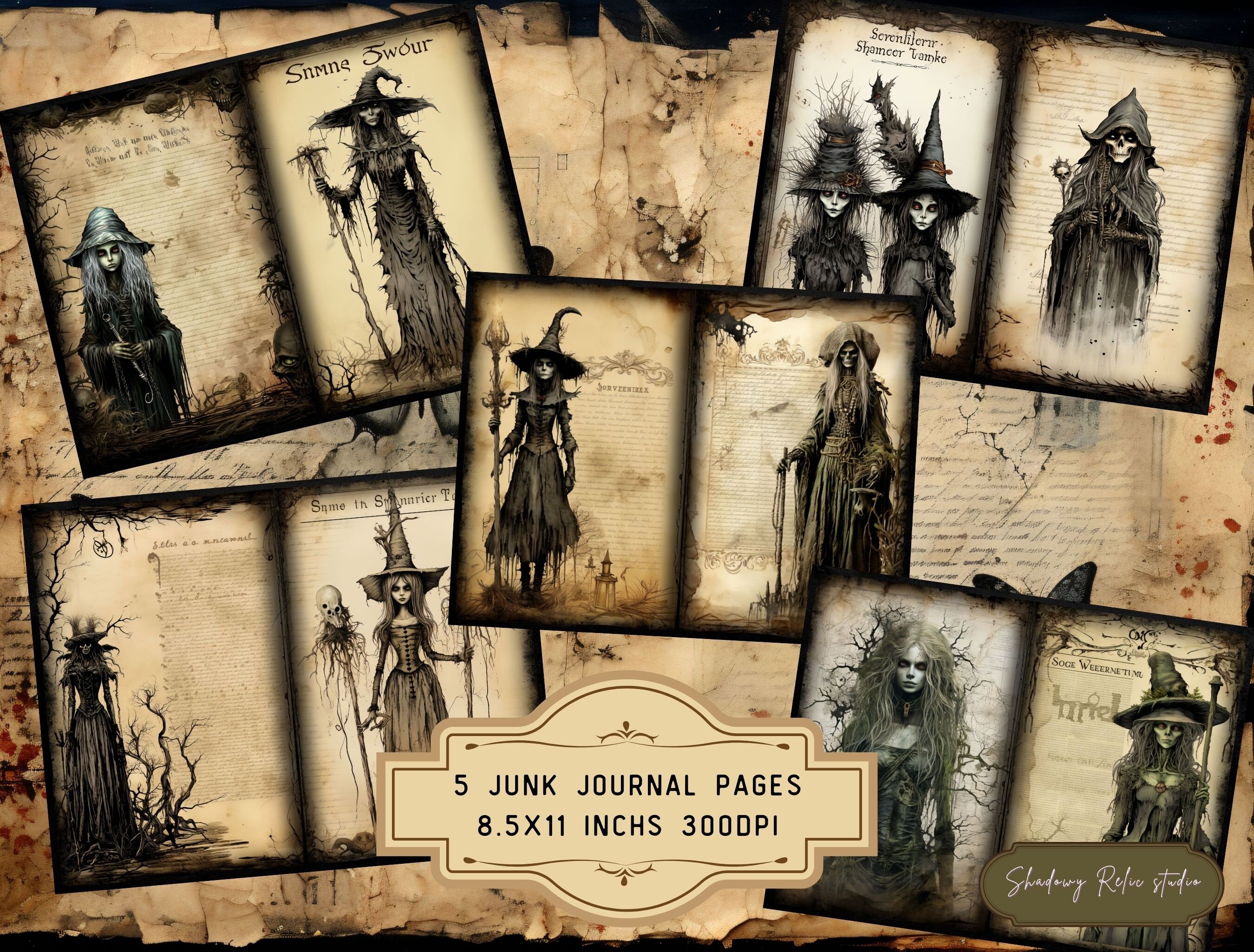 Witch Zombie Junk Journal Pages Gothic Collage Sheets Scrapbooking ...