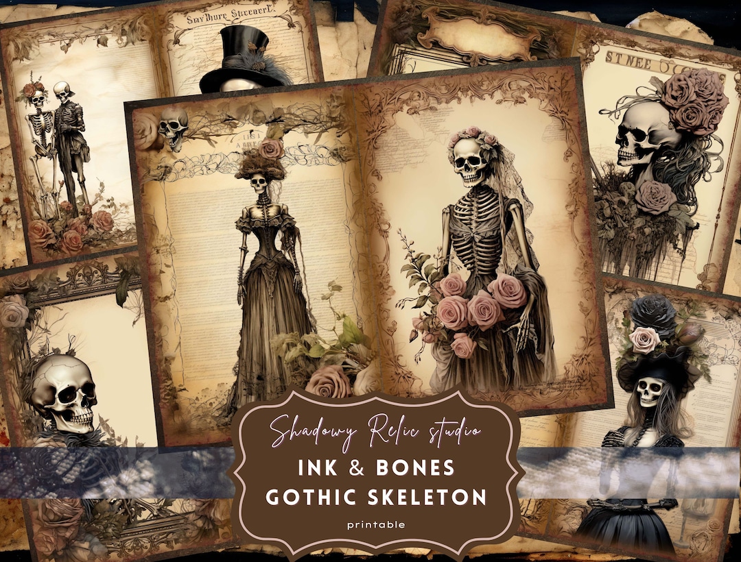 Gothic Skeleton Junk Journal Pages Gothic Printable Pages Collage ...