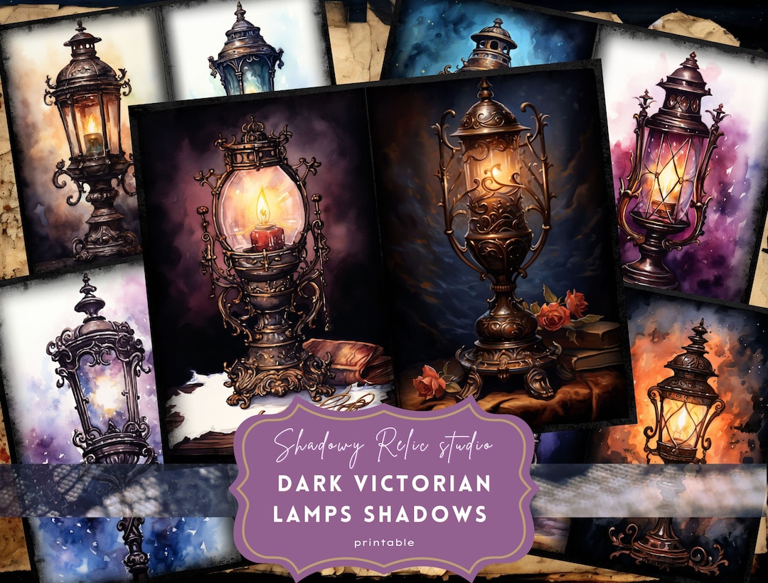 Dark Victorian Lamp Junk Journal Pages Gothic Printable Pages Collage ...