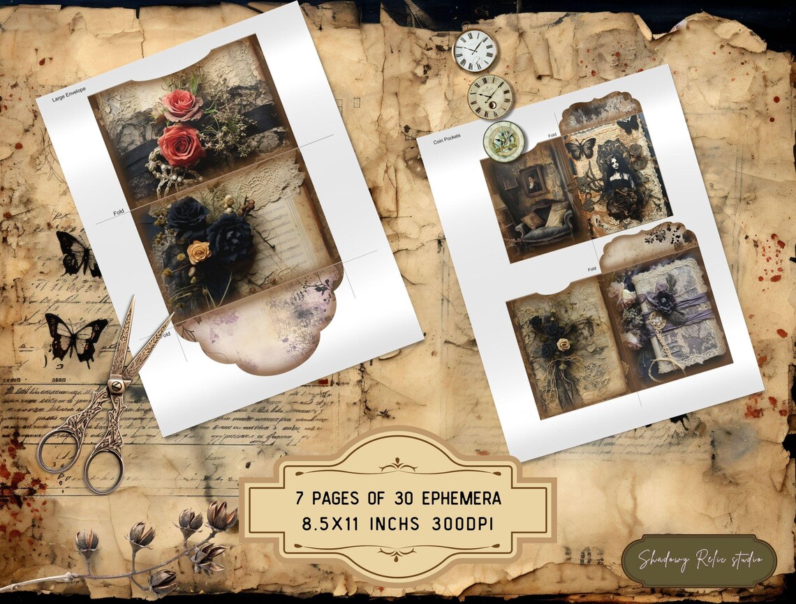 Dark Lace Junk Journal Printable Pages Purple Floral Lace Collage ...