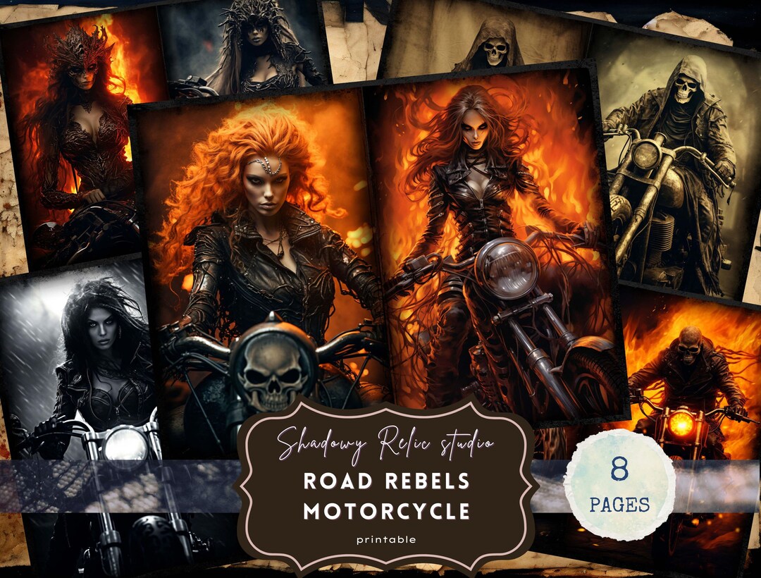 Gothic Motorcycle Junk Journal Pages Gothic Printable Collage Sheets ...