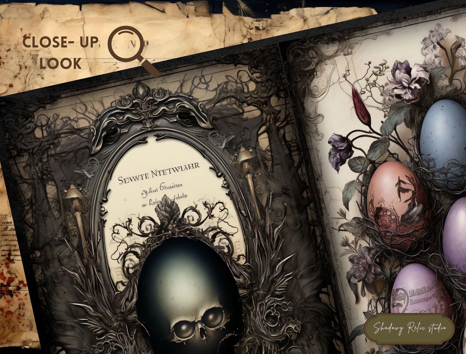 Gothic Easter Eggs Junk Journal Pages Gothic Collage Sheet Scrapbooking ...