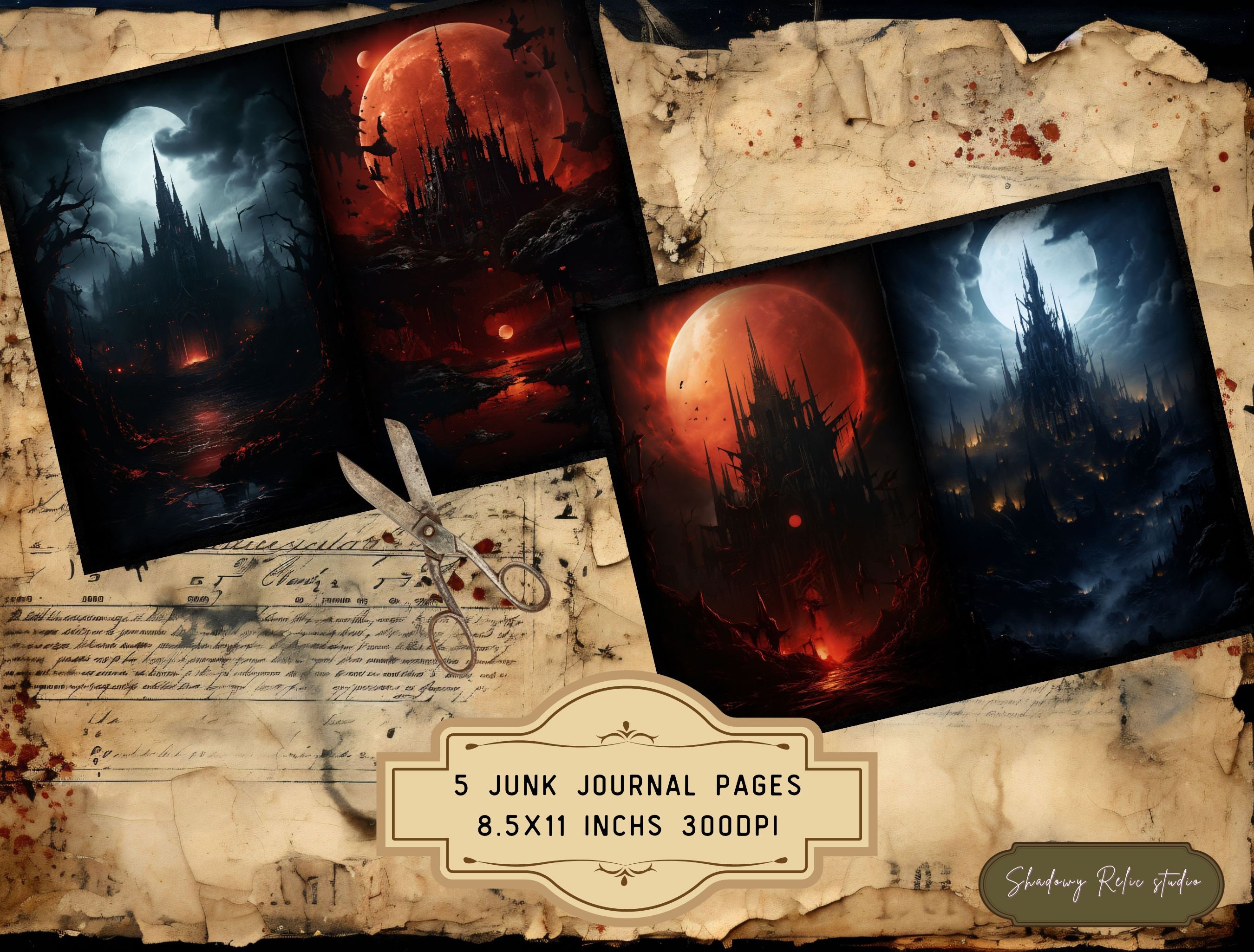 Creepy Celestial World Junk Journal Pages Gothic Printable Pages ...