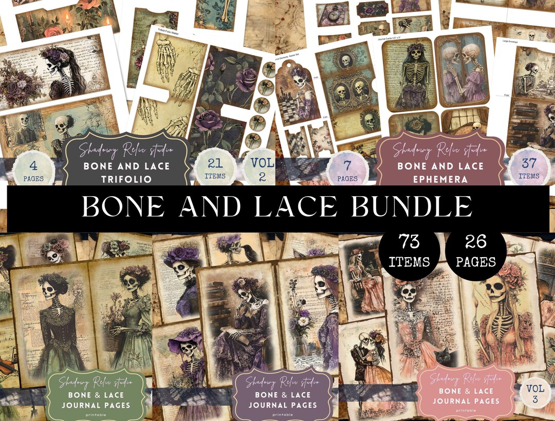 Skeleton Junk Journal BUNDLE Printable Grungy Junk Journal Folio Gothic ...