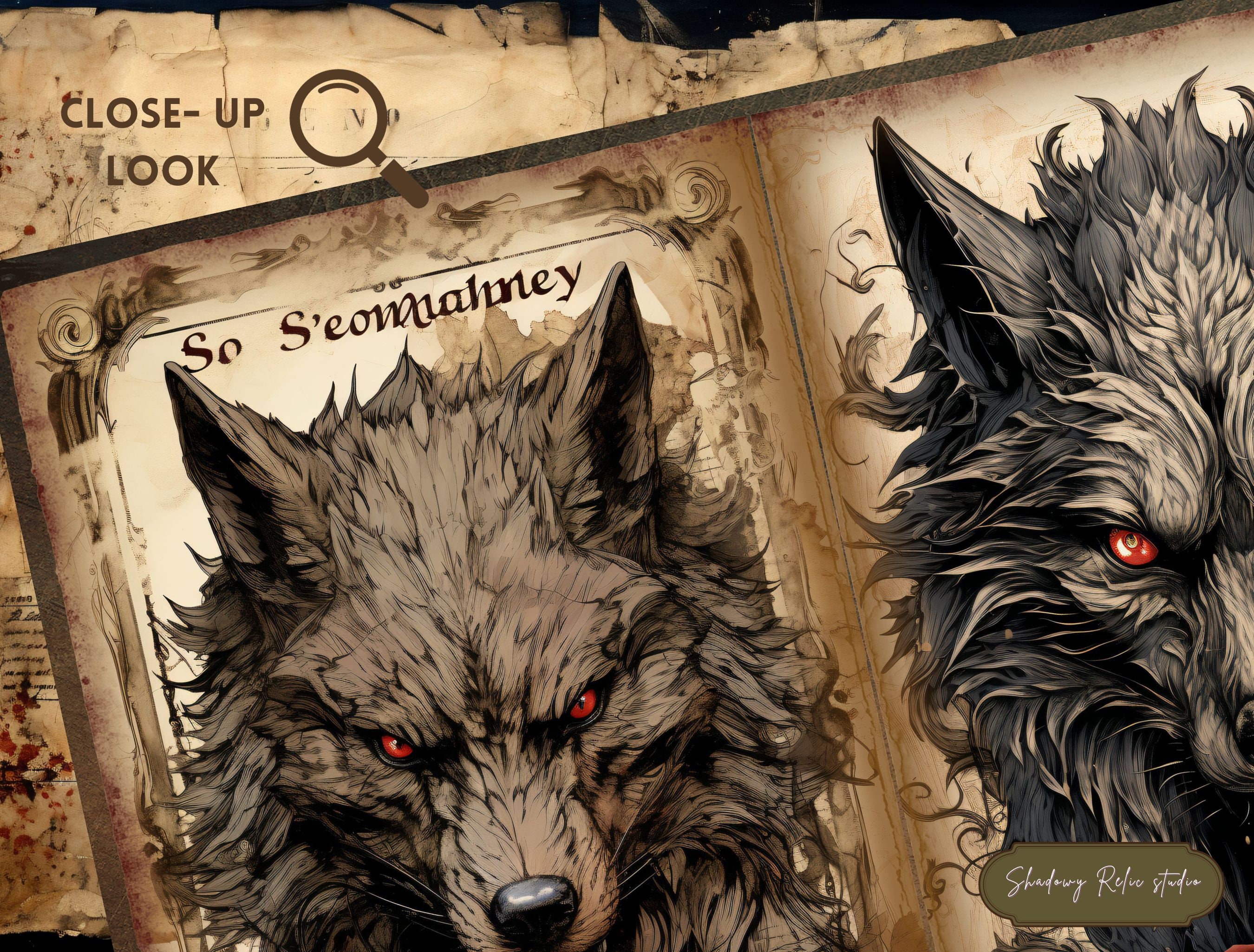 Gothic Werewolves Junk Journal Pages Gothic Printable Pages Collage ...