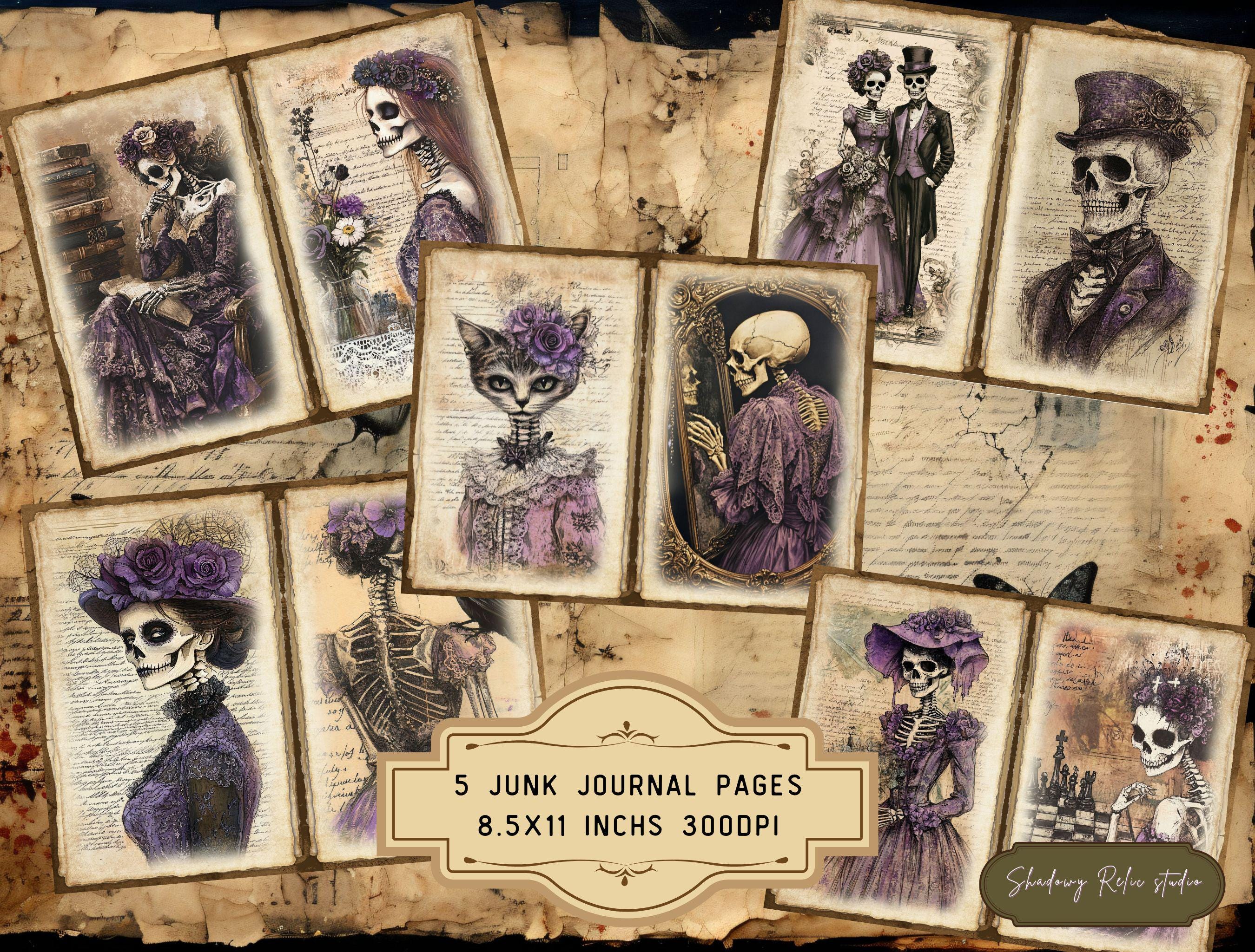 Skeleton Junk Journal BUNDLE Printable Grungy Junk Journal Folio Gothic ...