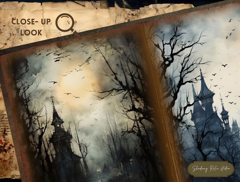 Creepy Haunted House Junk Journal Pages Gothic Printable Pages Collage ...