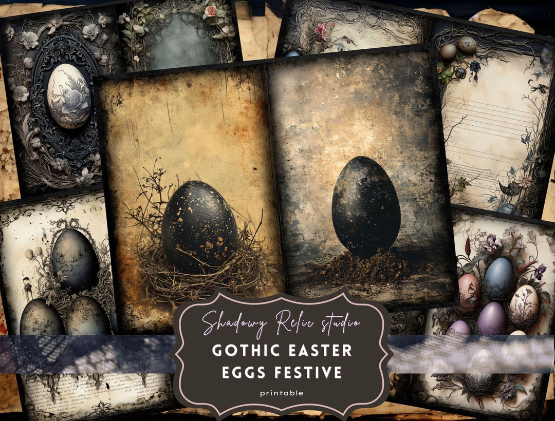 Gothic Easter Eggs Junk Journal Pages Gothic Collage Sheet Scrapbooking ...