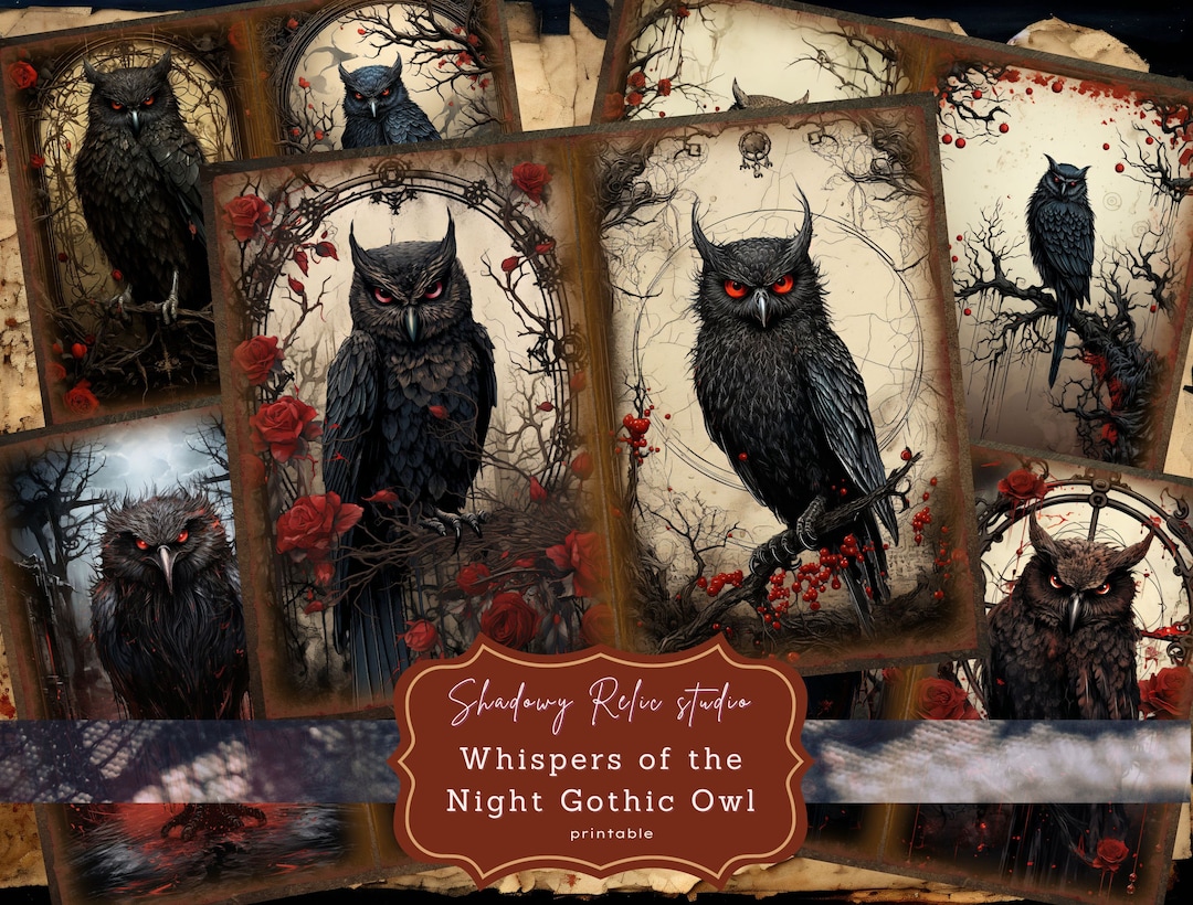 Gothic Owls Junk Journal Pages Gothic Printable Pages Collage Sheets ...