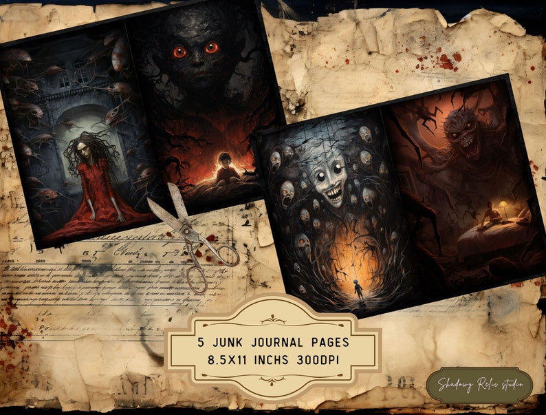Eternal Nightmares Junk Journal Pages Gothic Printable Pages Collage ...