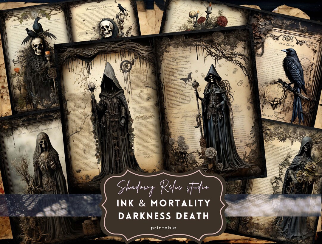 Darkness Death Junk Journal Pages Gothic Printable Pages Collage Sheets ...