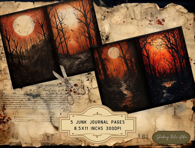 Gothic Fall Forest Junk Journal Pages Gothic Printable Pages Collage ...