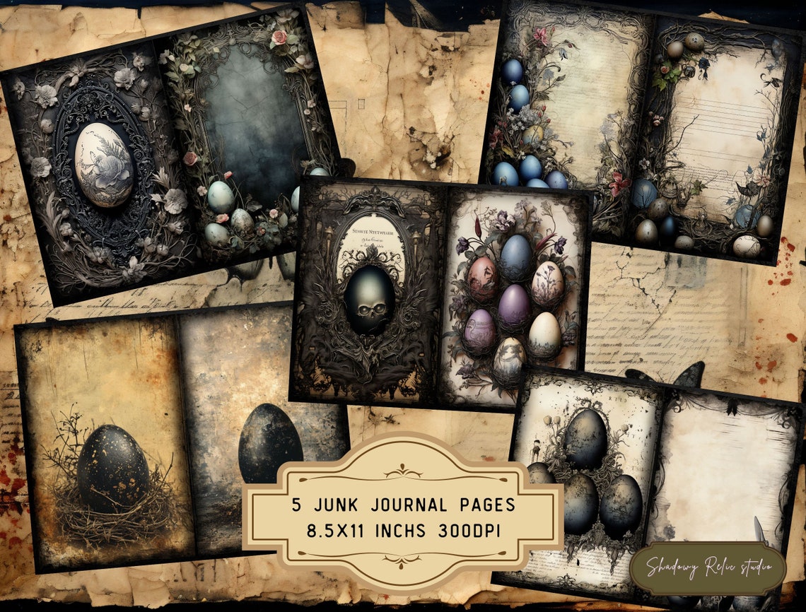 Gothic Easter Eggs Junk Journal Pages Gothic Collage Sheet Scrapbooking ...