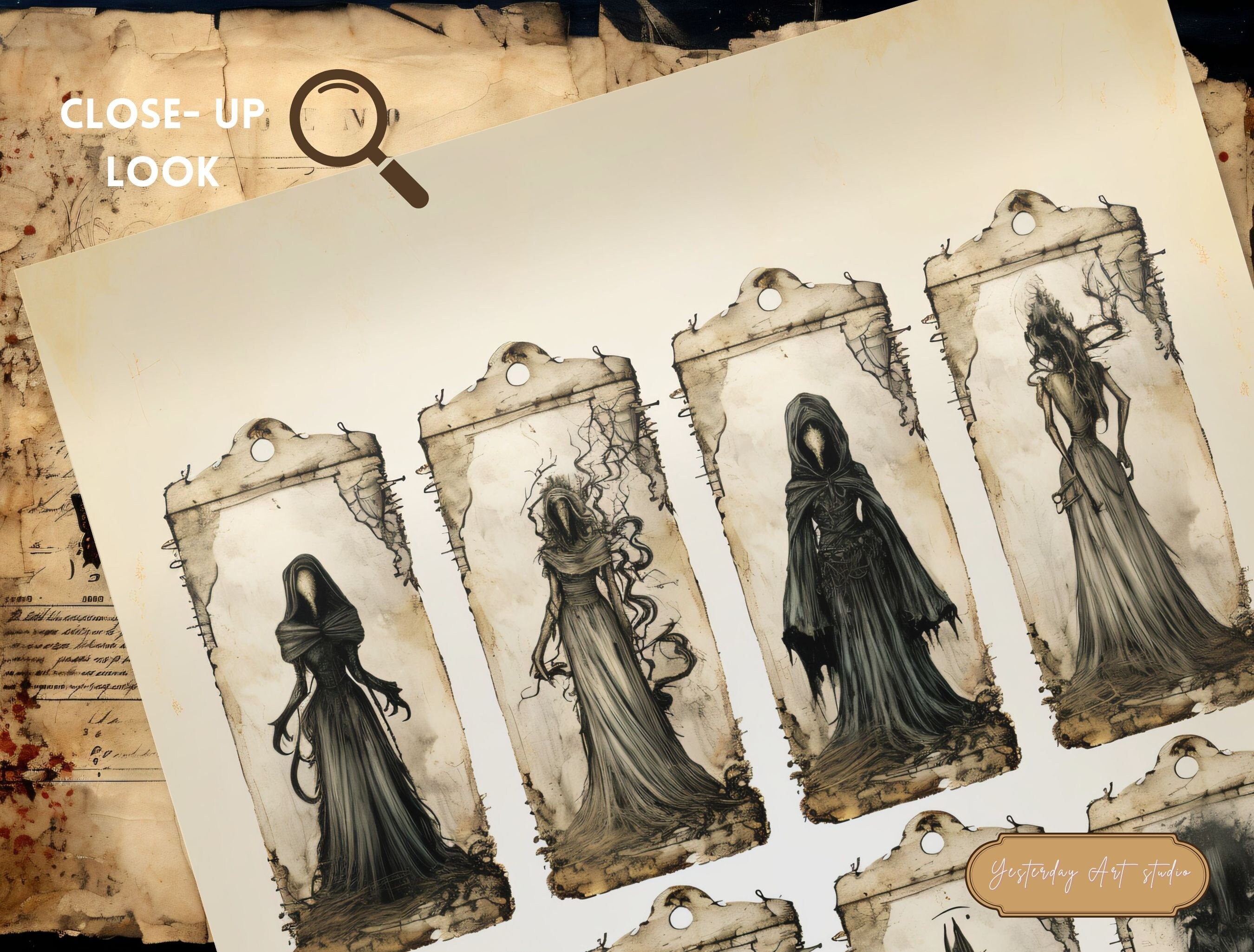Gothic Creature Junk Journal Tags Labels Ephemera Printable Fussy Cut ...