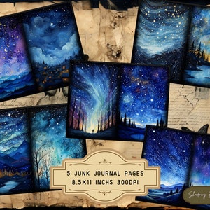 Night Sky Junk Journal Pages Gothic Printable Pages Collage Sheets ...