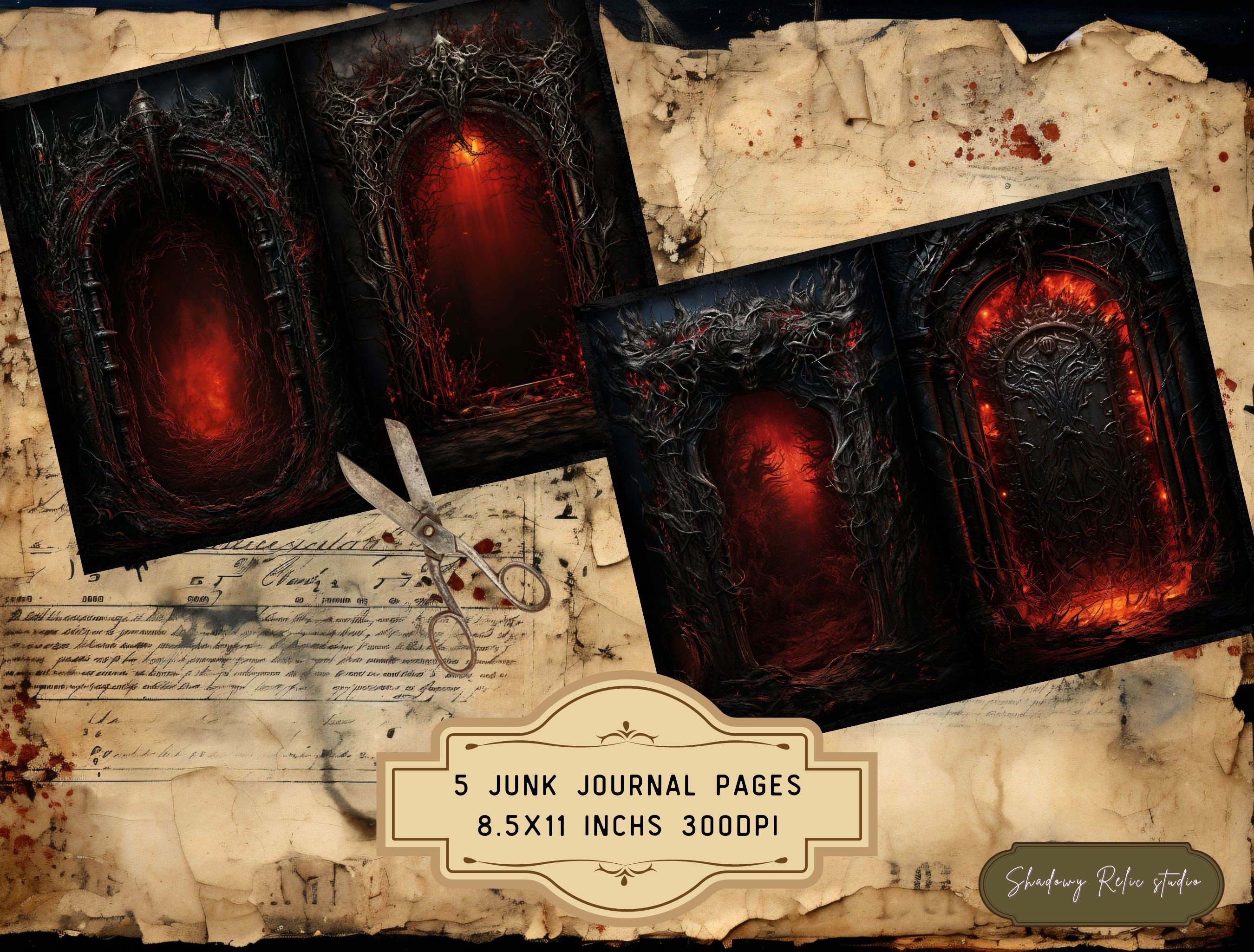 Gothic Hell Door Junk Journal Pages Printable Mysterious Door Junk ...
