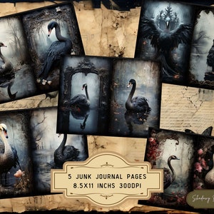 Gothic Swan Junk Journal Pages Gothic Collage Sheets Scrapbooking Cards ...