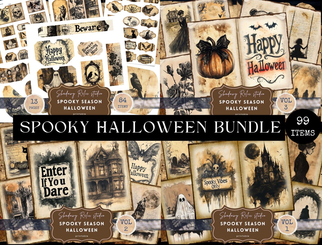 Spooky Halloween Junk Journal BUNDLE Halloween Printable Vintage ...