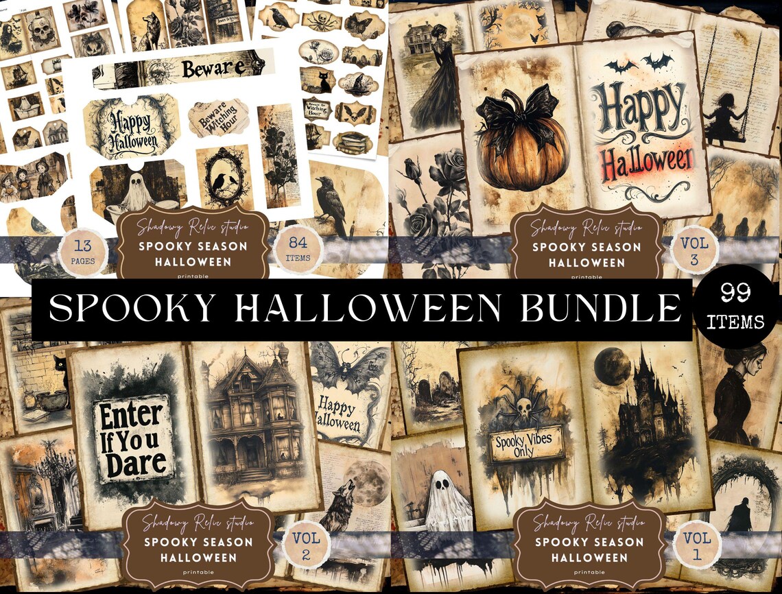 Spooky Halloween Junk Journal BUNDLE Halloween Printable Vintage ...