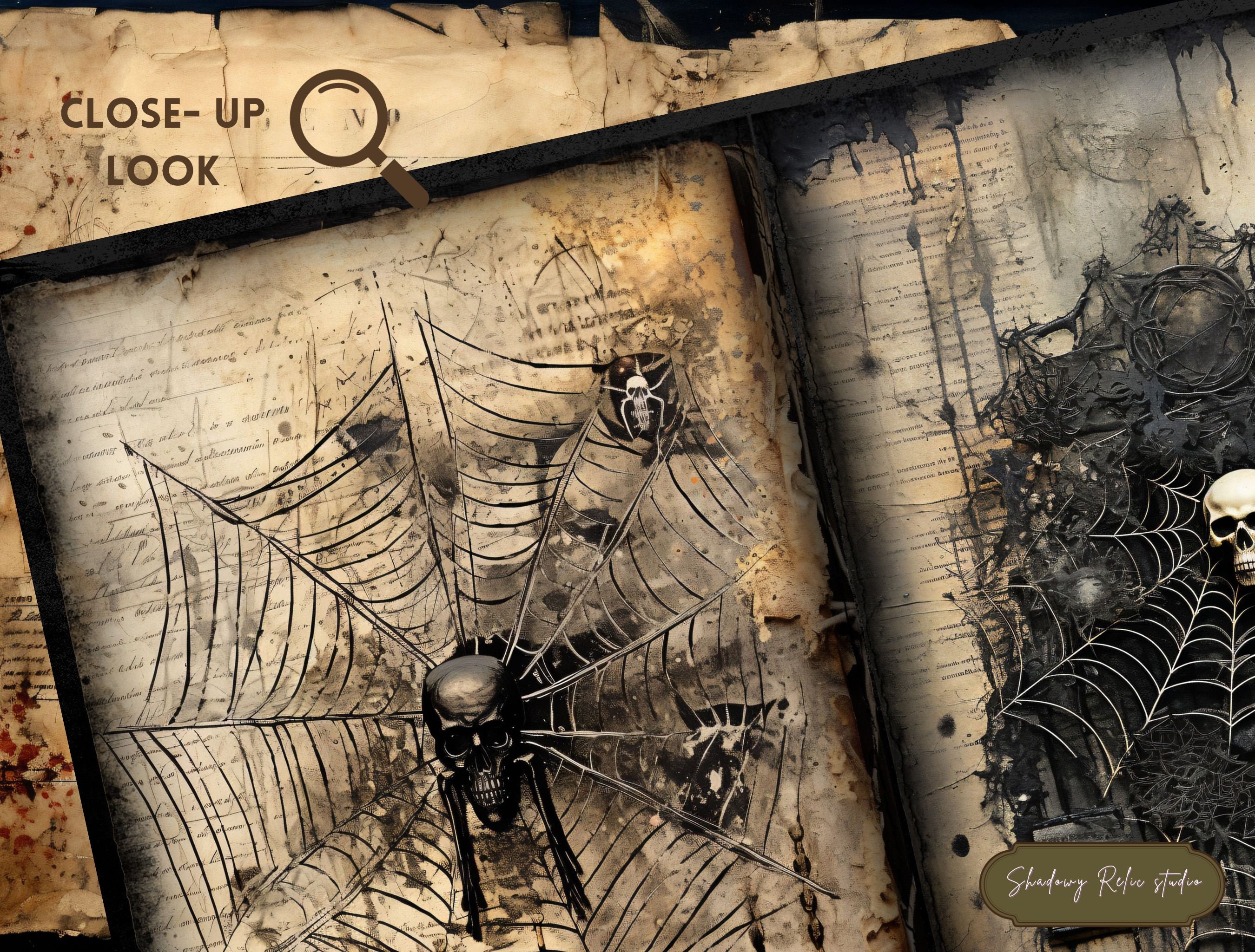 Creepy Spider Web Junk Journal Page Gothic Collage Sheets Scrapbooking ...