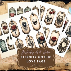 Gothic Love Tags Junk Journal Tags Labels Ephemera Printable Fussy Cut ...
