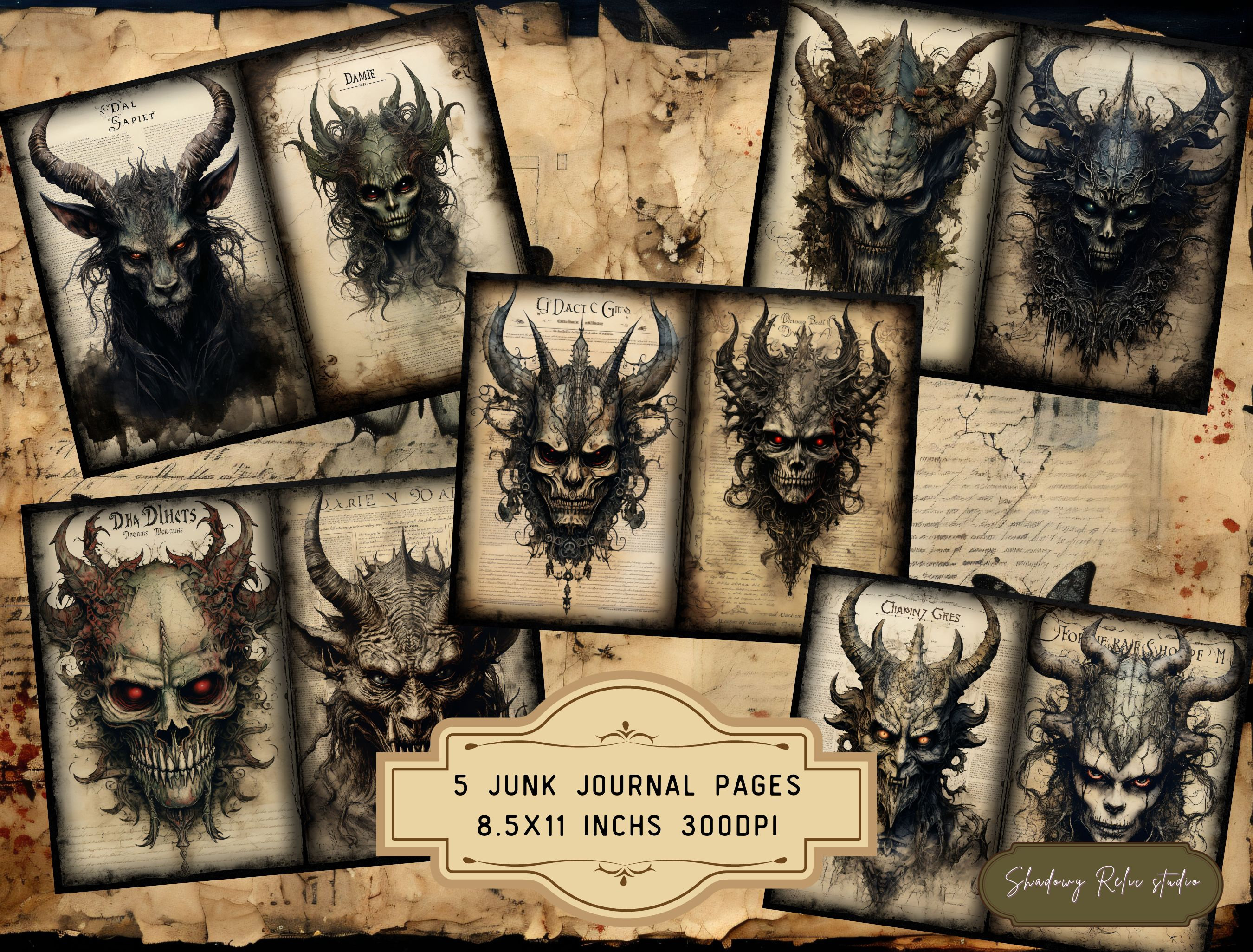 Underworld Devil Junk Journal Pages Gothic Printable Pages Collage ...