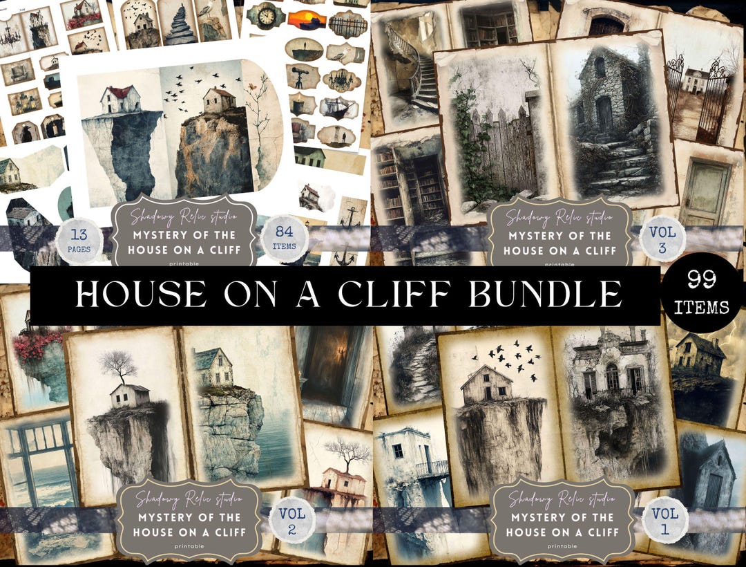 House on a Cliff Junk Journal BUNDLE Houses on the Edge Junk Journal ...