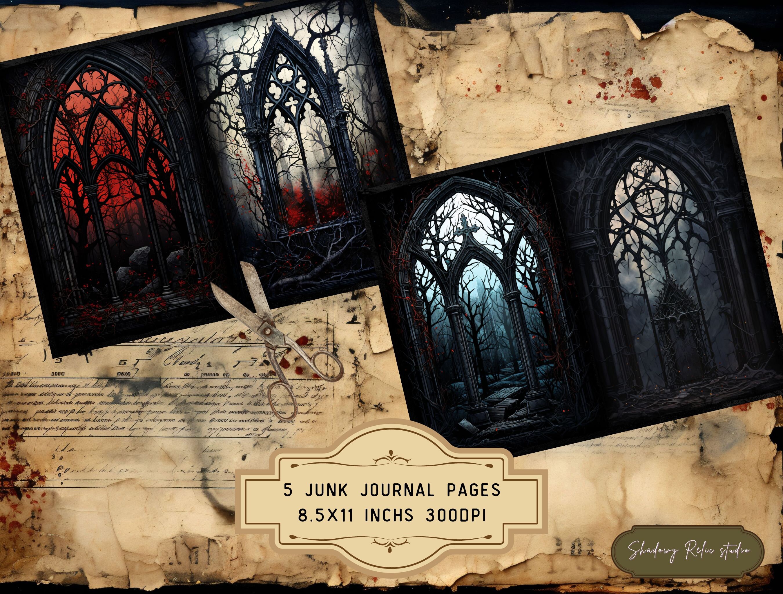 Gothic Window Junk Journal Printable Mysterious Window Junk Journal ...