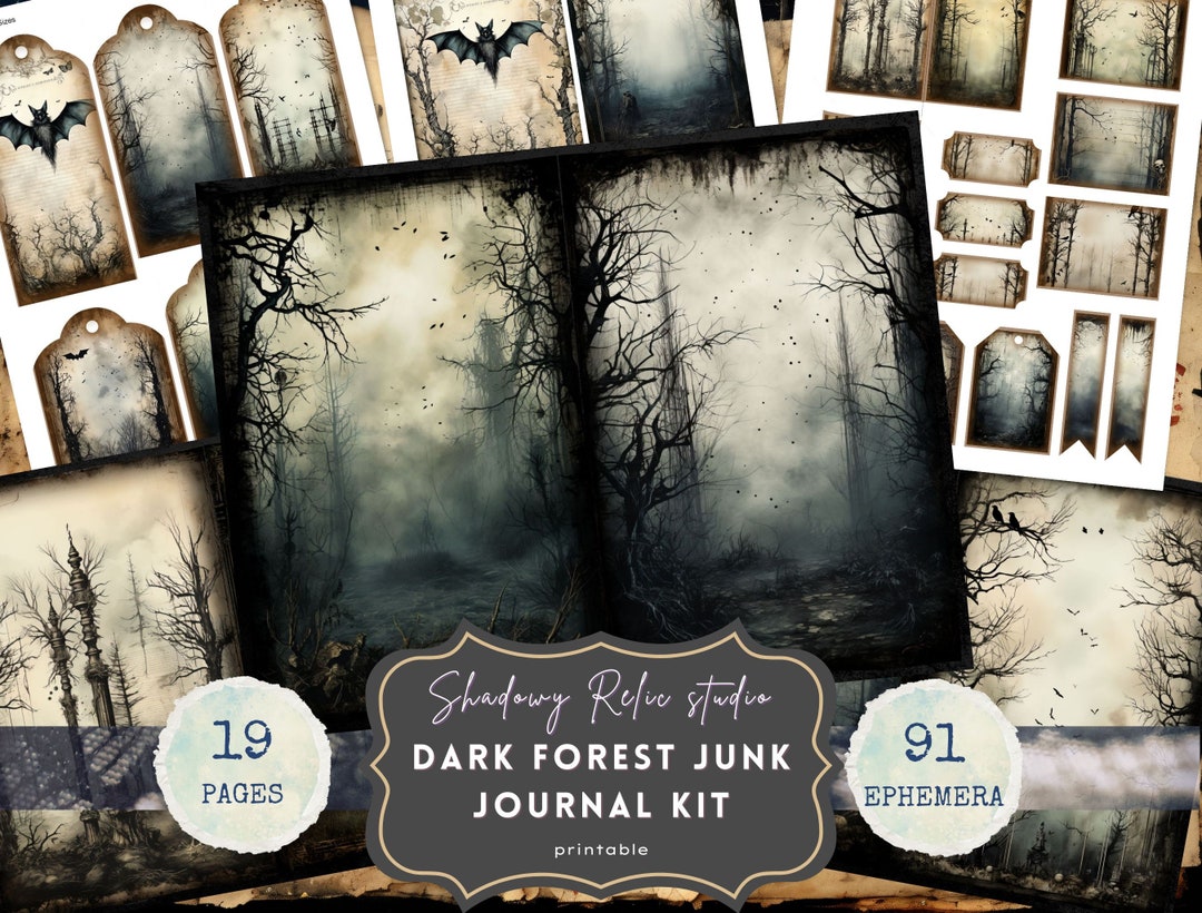 Dark Forest Junk Journal Kit Gothic Collage Sheets Scrapbooking Cards ...