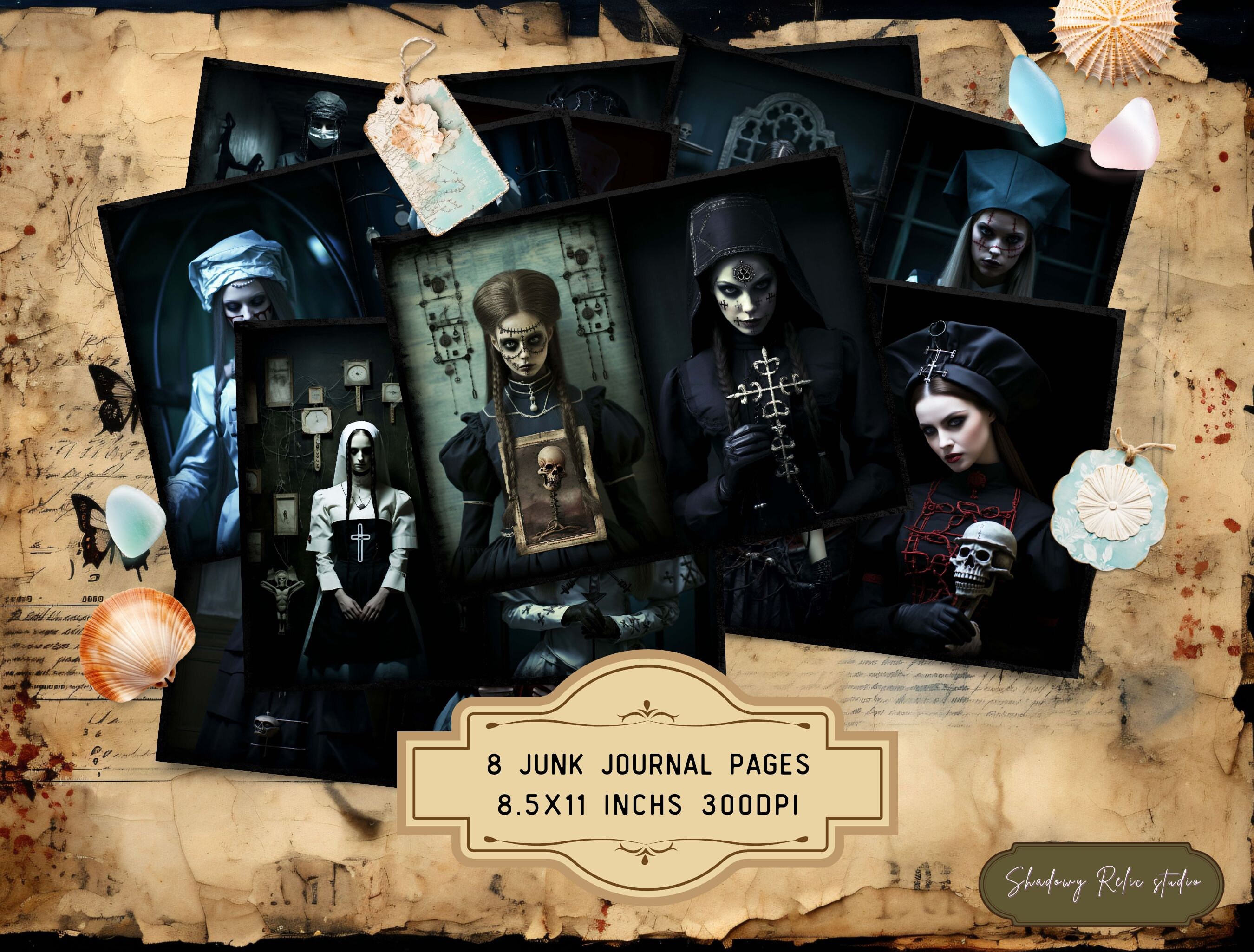Gothic Nurse Junk Journal Pages Printable Backgrounds Papers Nurse Junk ...