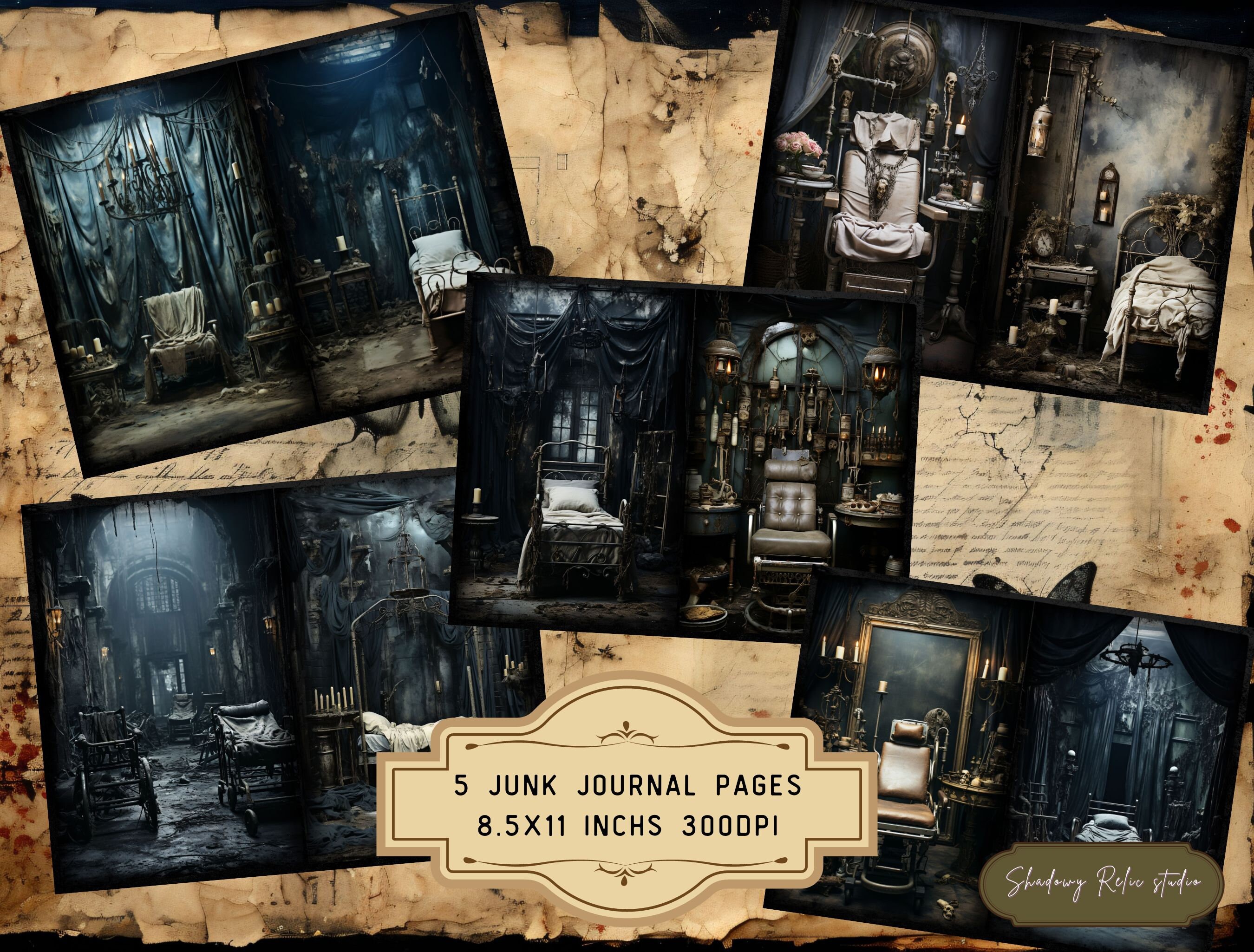 Gothic Hospital Junk Journal Pages Printable Backgrounds Papers Gothic ...