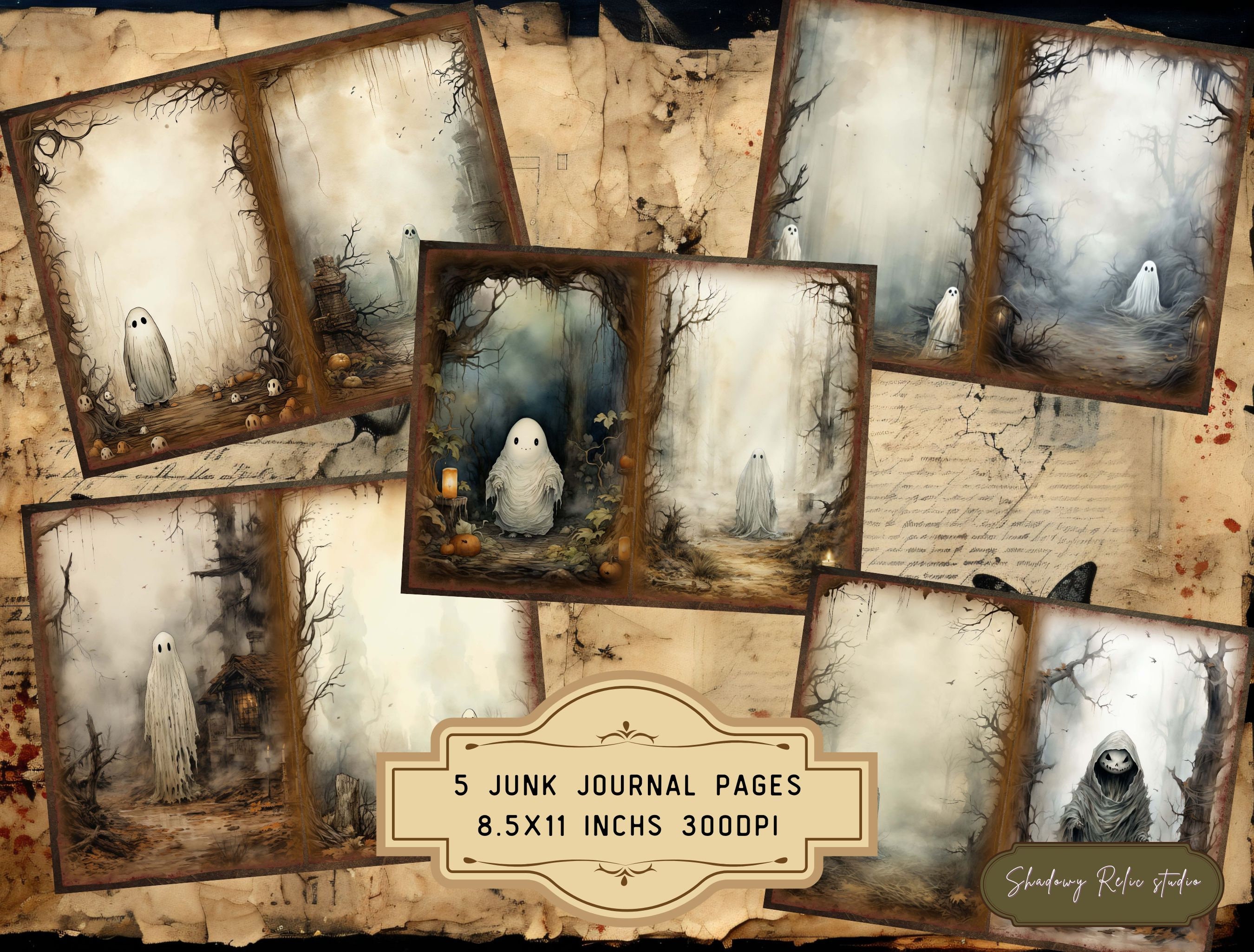 Gothic Ghost Junk Journal Pages Gothic Printable Pages Collage Sheets ...