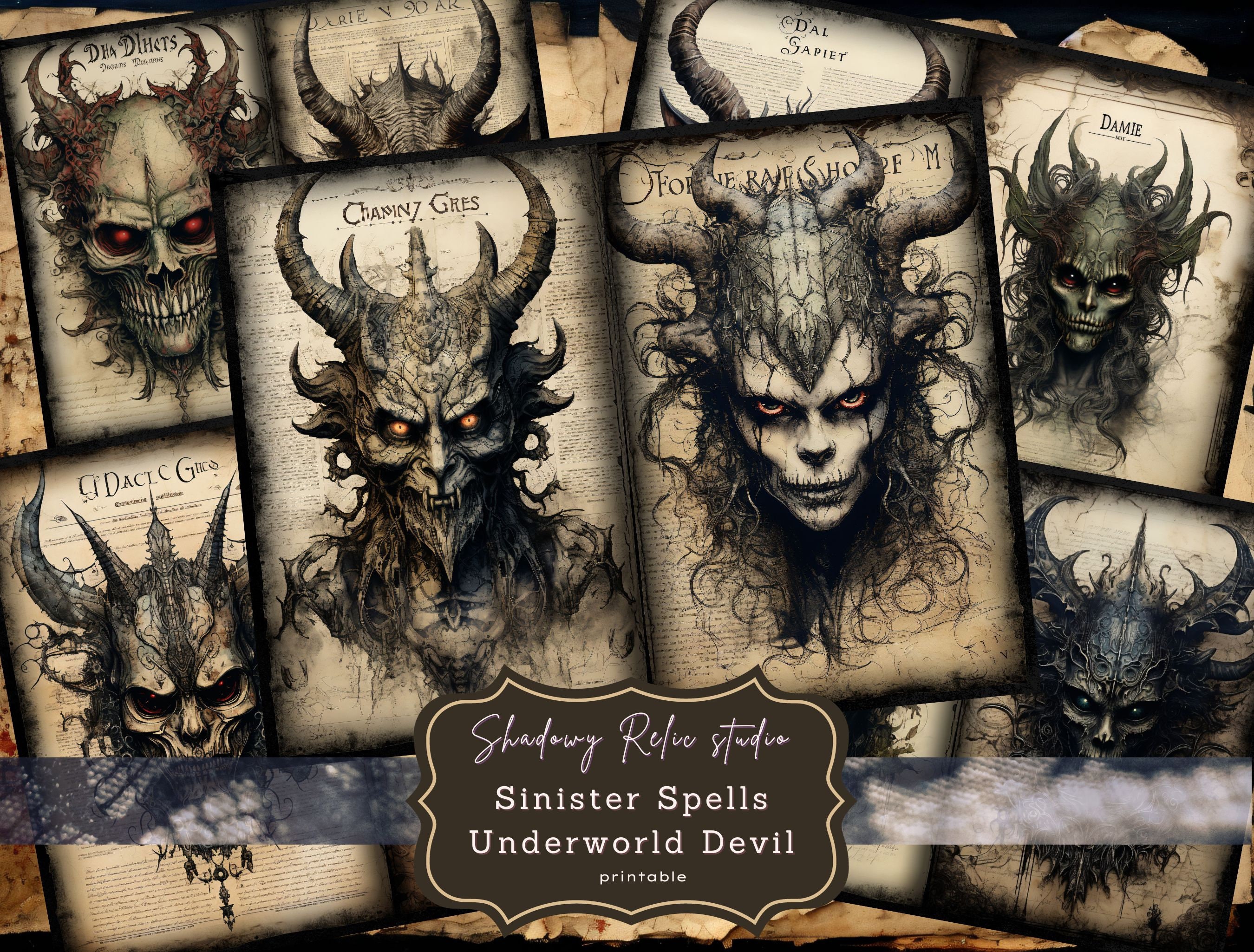 Underworld Devil Junk Journal Pages Gothic Printable Pages Collage ...