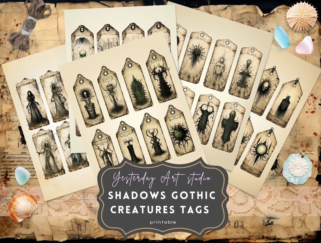 Gothic Creature Junk Journal Tags Labels Ephemera Printable Fussy Cut ...