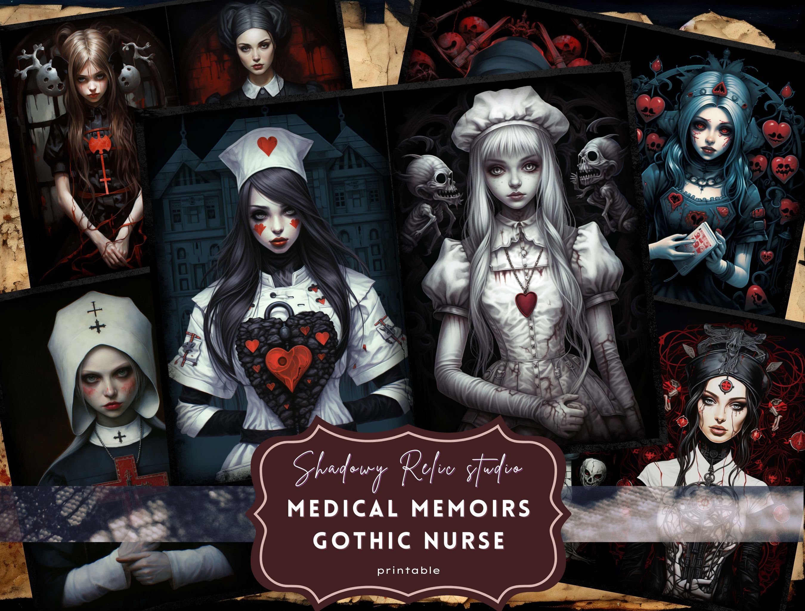 Gothic Nurse Junk Journal Pages Printable Backgrounds Papers Nurse Junk ...
