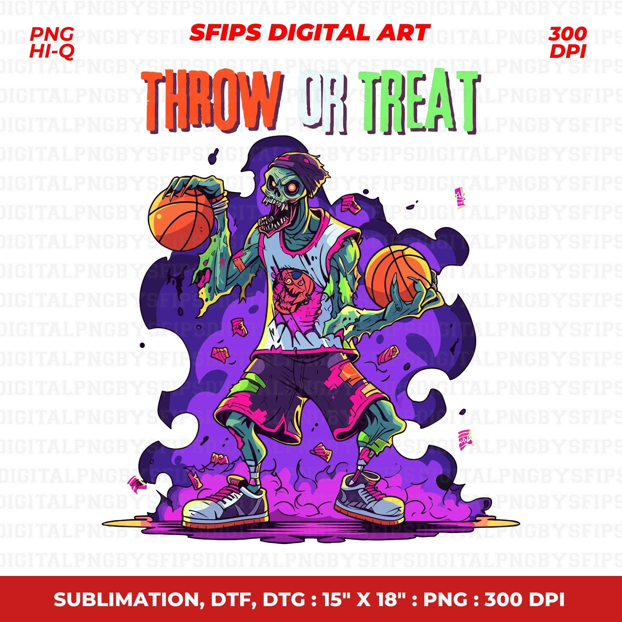 Zombie Basketball PNG Zombie Basketball Tshirt Design Throw - Etsy