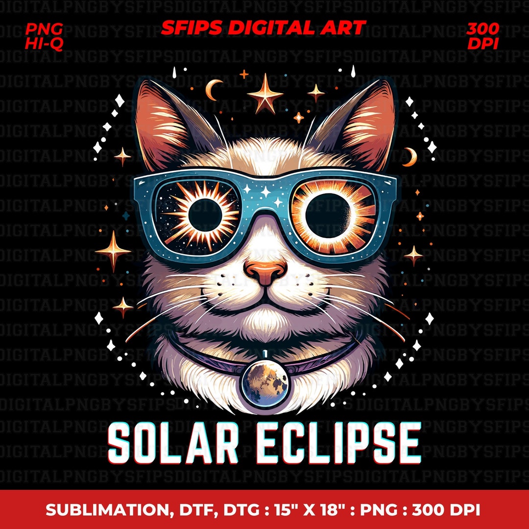 Solar Eclipse PNG, Funny Cat Eclipse Sunglasses, 04.08.2024, Digital ...