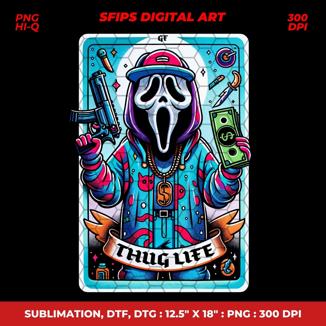 Ghostface Tarot Card PNG, Thug Life Png, Urban Trap Designs, Hiphop ...