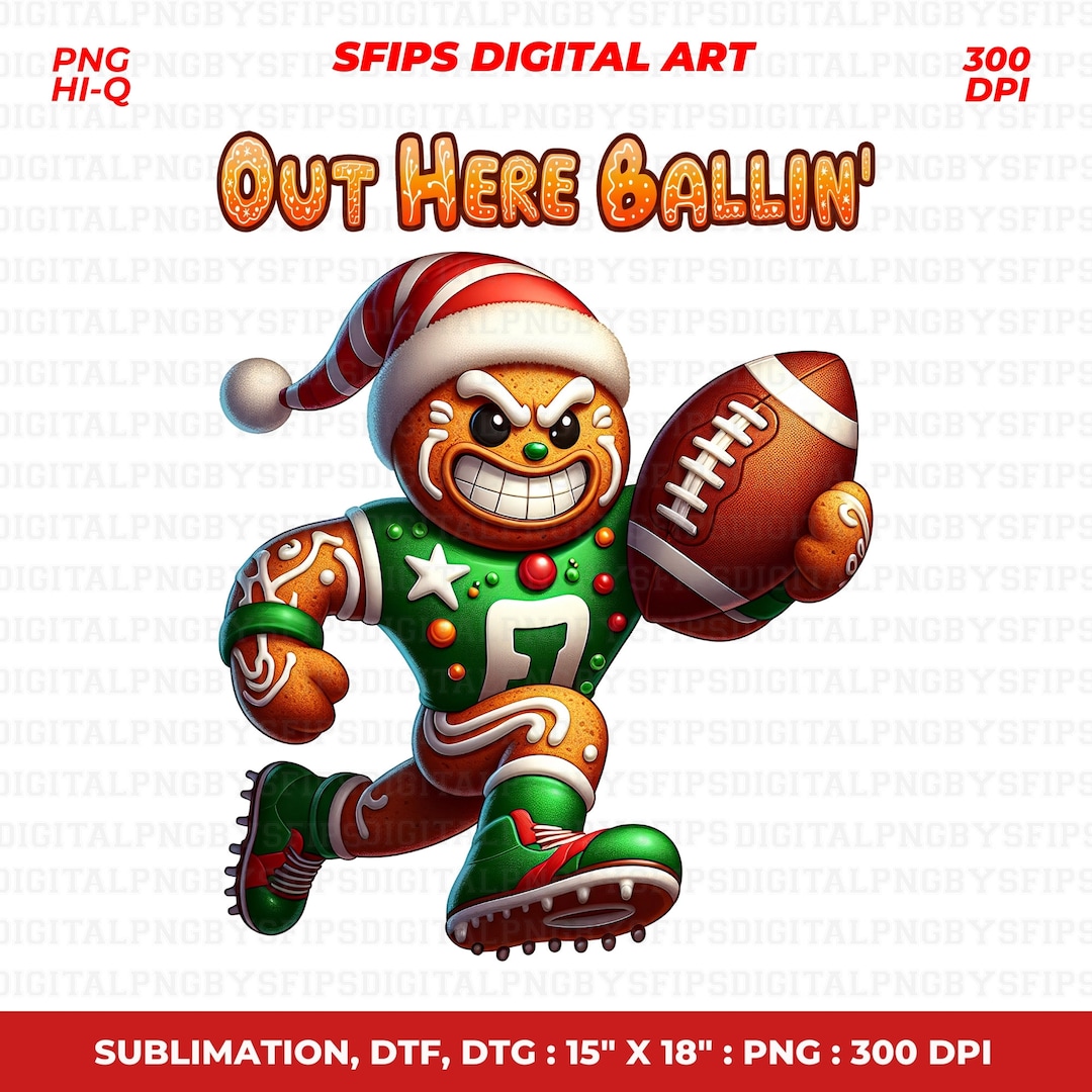 Gingerbread Football Png Christmas Football Tshirt Design - Etsy UK